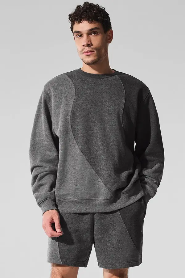 Alo Yoga Make Waves Crewneck Pullover - Dark Heather Grey Tonal